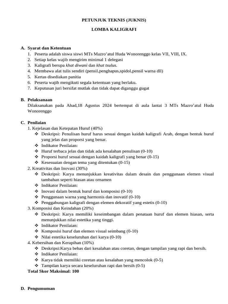 Petunjuk Teknis-1 | PDF