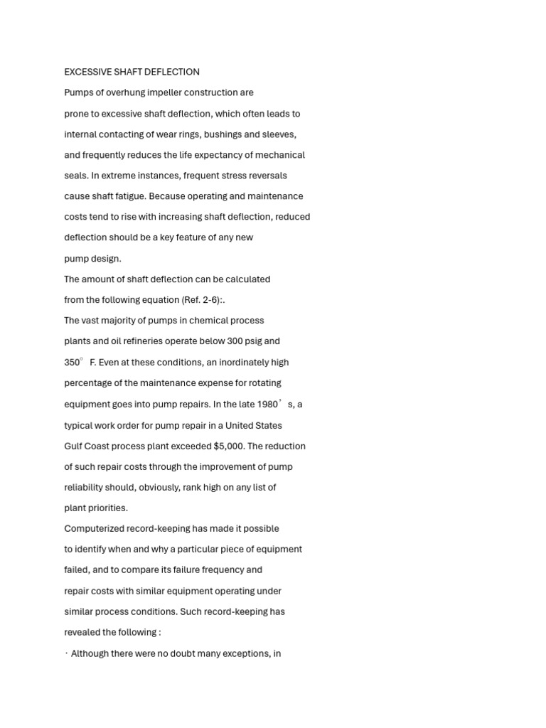 EXCESSIVE SHAFT DEFLECTION. | PDF