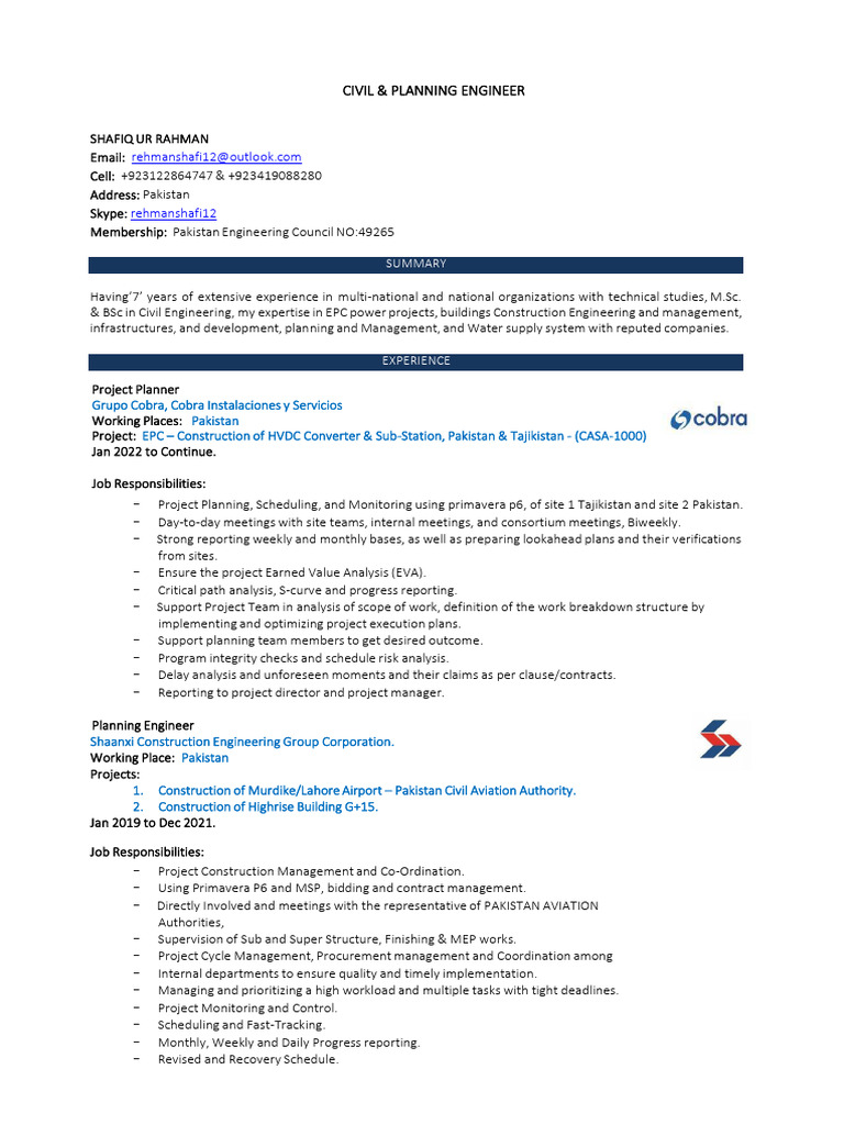 Shafiq Ur Rahman CV. - 1 | PDF