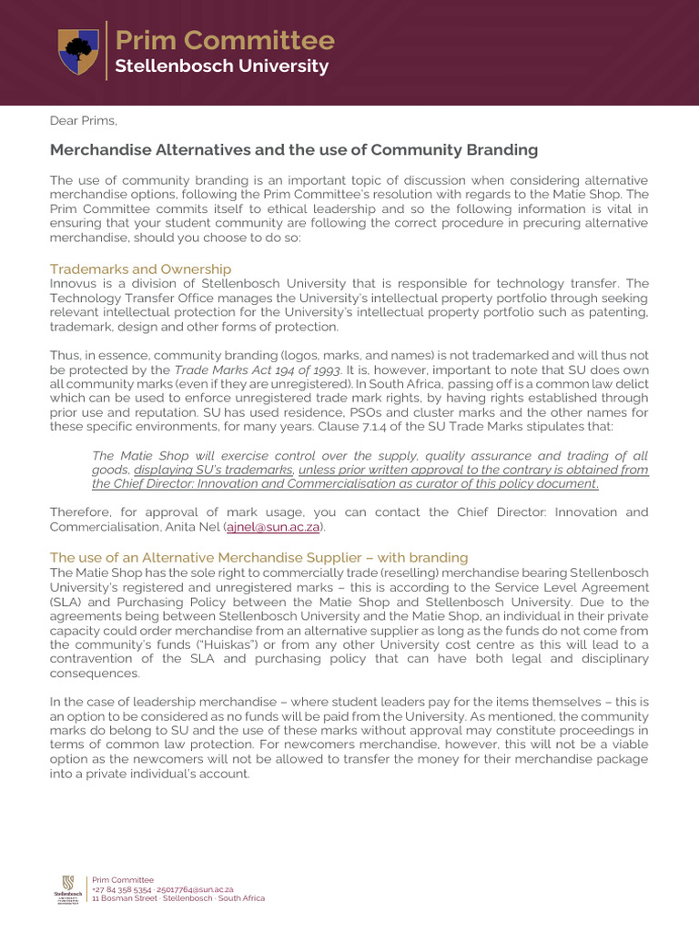 Alternative Merchandise Prim Committee | PDF | Trademark | Brand