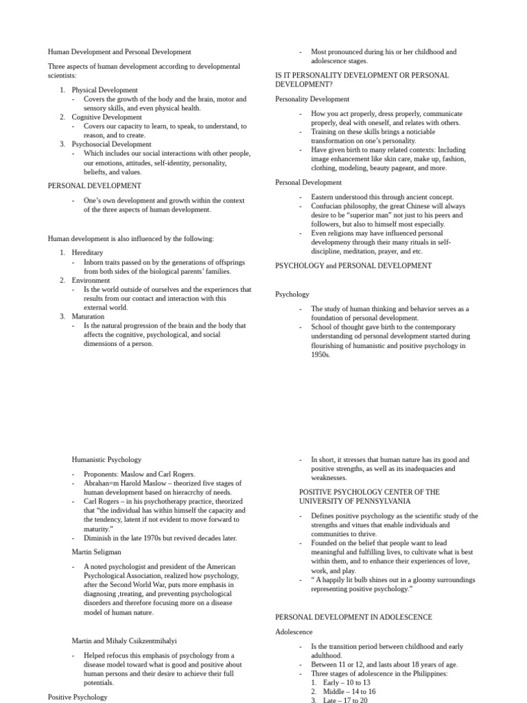 G12 Lesson 1 Personal Development | PDF