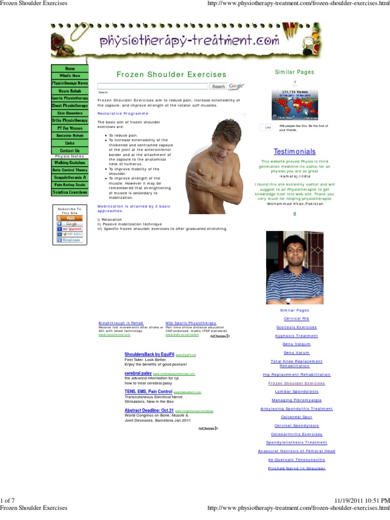 Frozen Shoulder Exercises | PDF | Shoulder | Anatomical Terms Of Motion