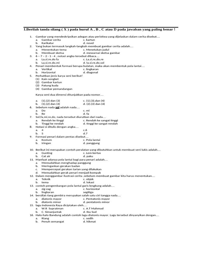 Sumatif SBDP Kelas 6 | PDF