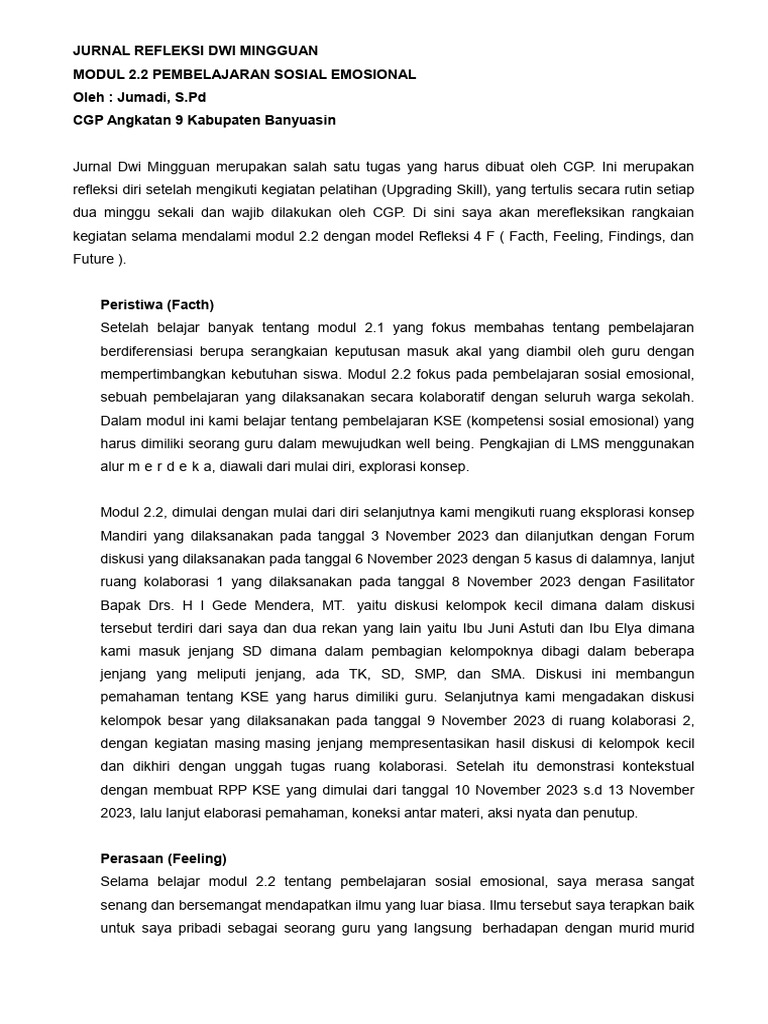 DWI MINGGUAN 6 Jumadi MODUL 2.2 | PDF