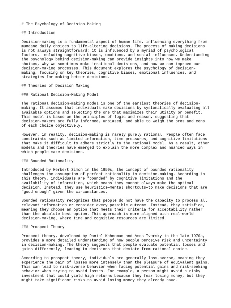 # The Psychology of Decision Making | PDF