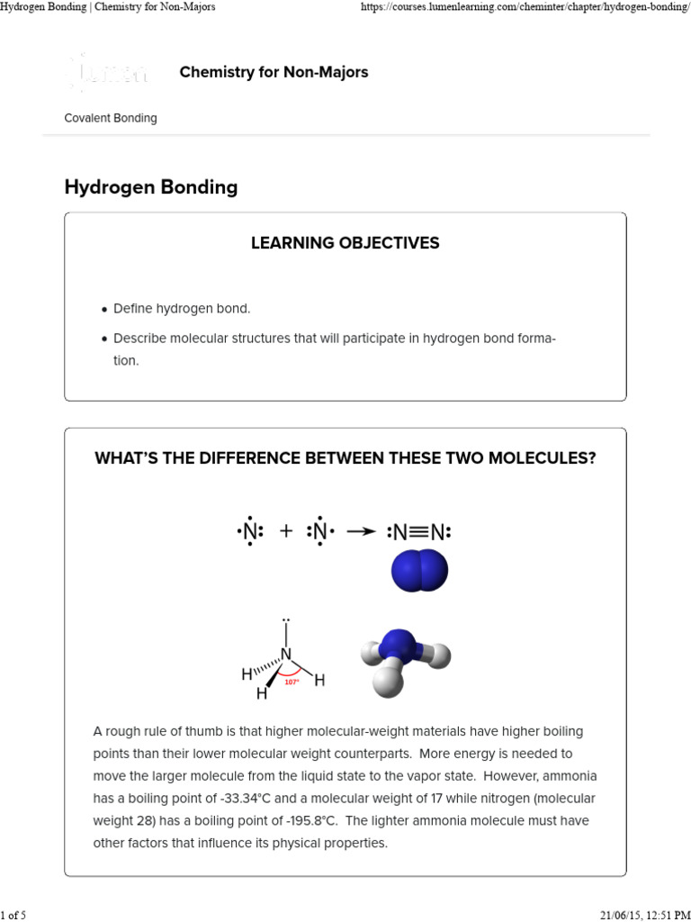 Hydrogen Bonding | PDF