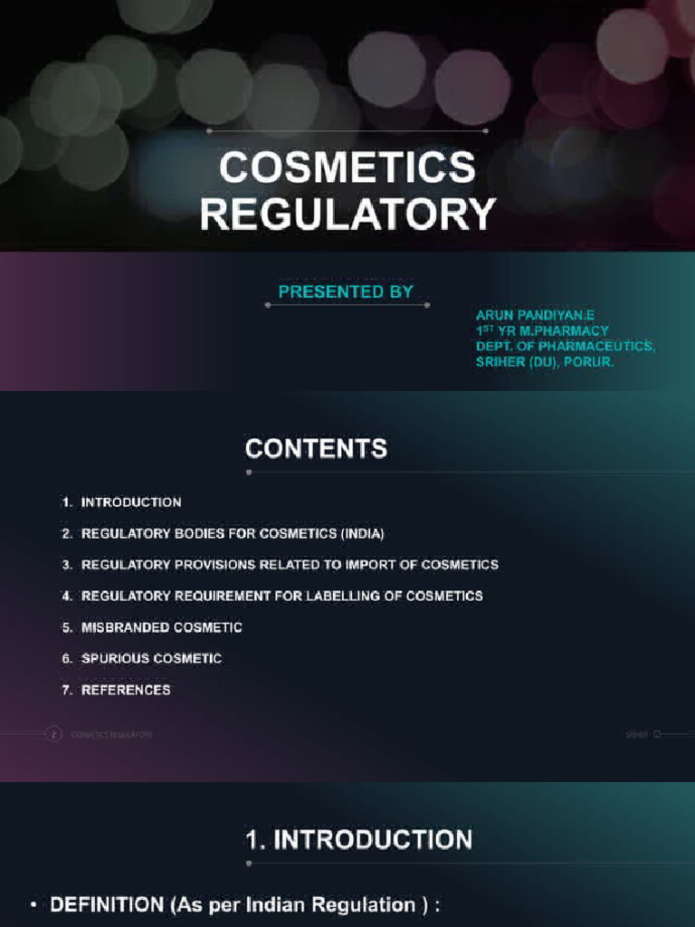 Cosmetics-Regulatory Guidelines | PDF
