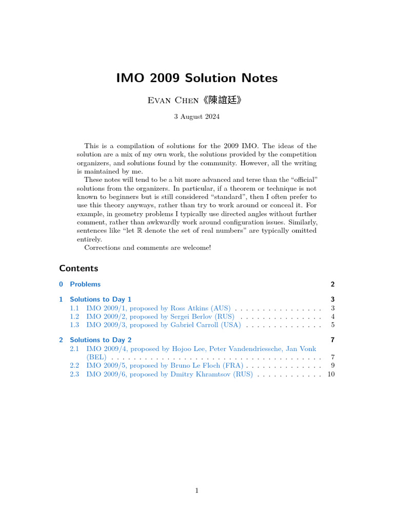 IMO 2009 Notes | PDF