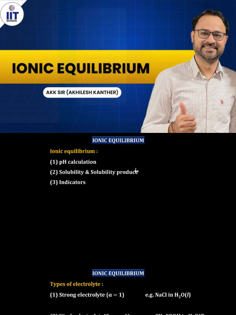 Ionic Equilibrium - L-01 (Class Notes) - Arrhenius Theory, Dissociation ...