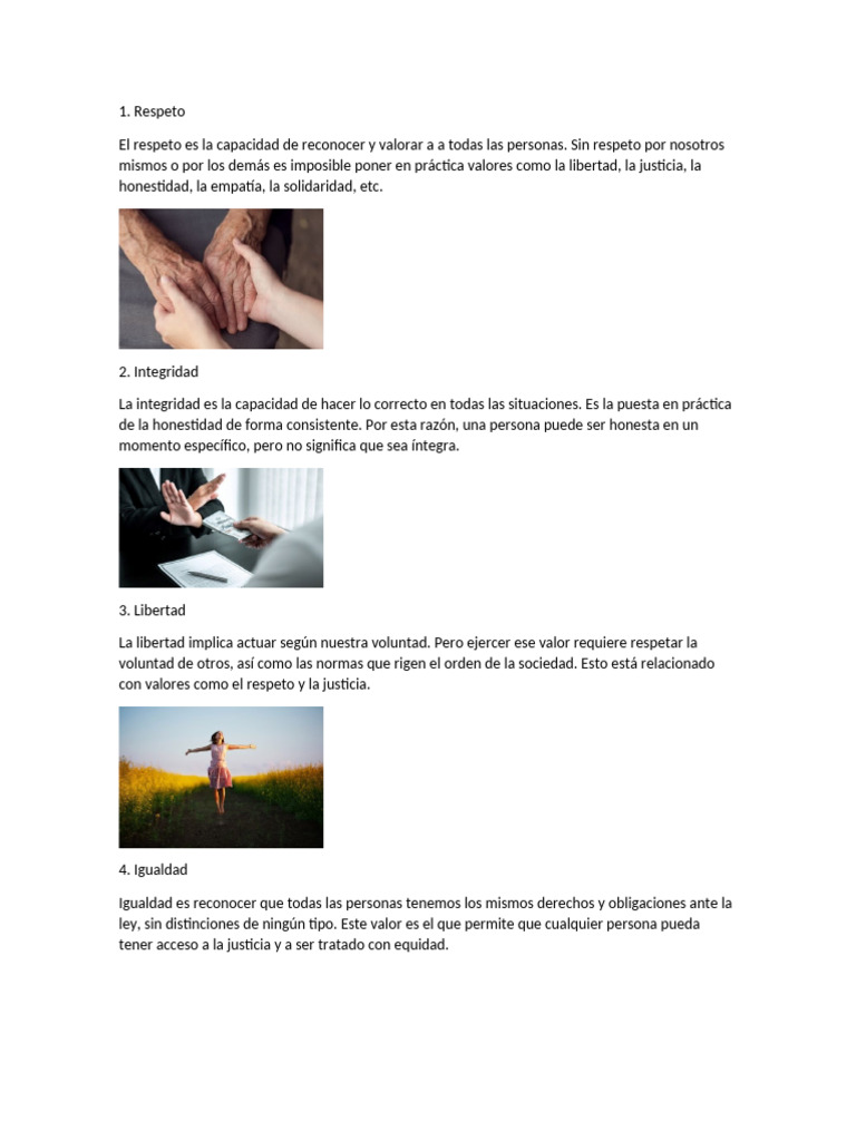 12 Valores Morales Con Imagenes | PDF