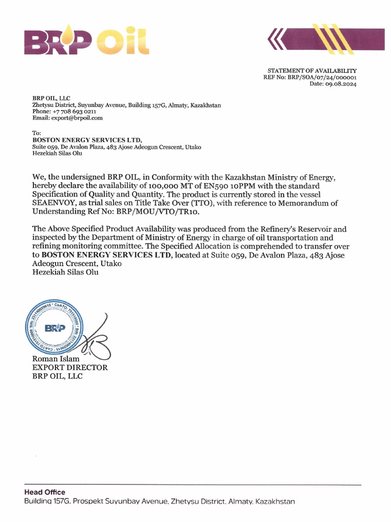 Statement of Availability | PDF