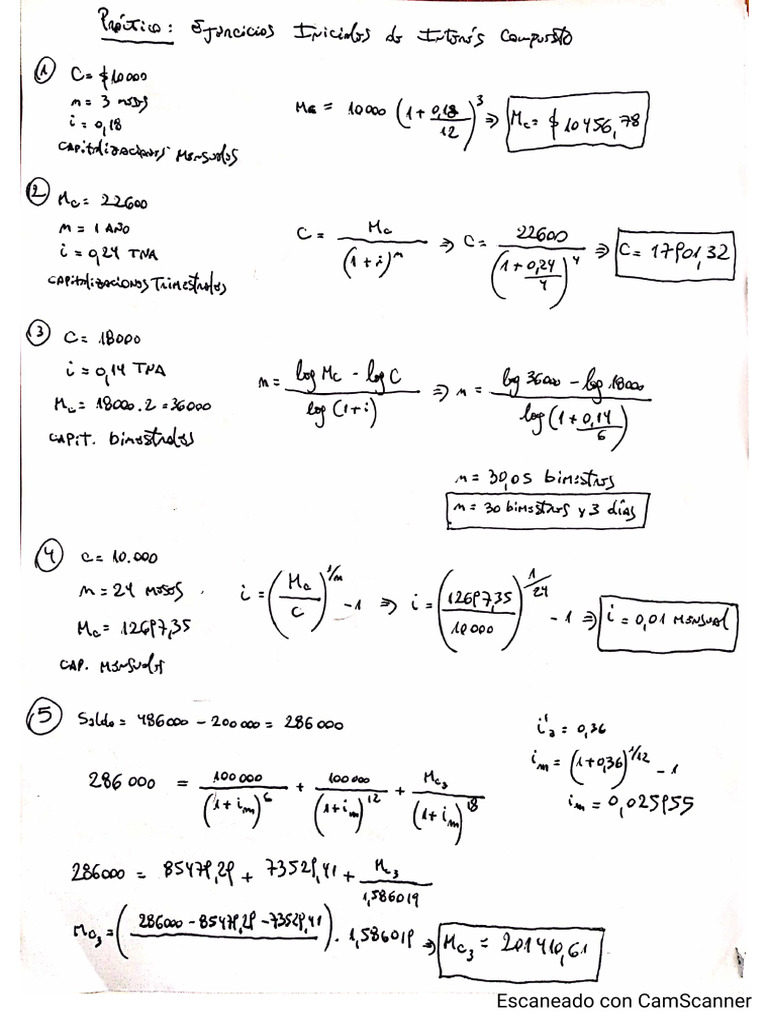 Solución Ejerc Iniciales Int Compuesto | PDF