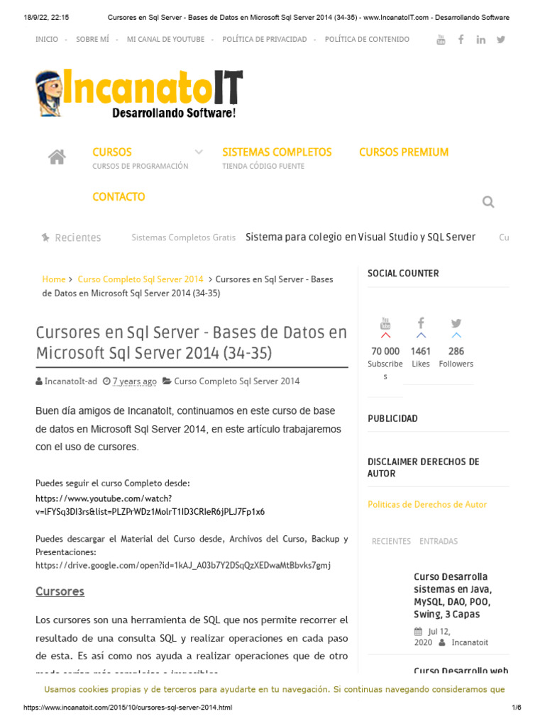 Cursores en SQL Server - Bases de Datos en Microsoft SQL Server 2014 (34-35) - WWW - IncanatoIT ...