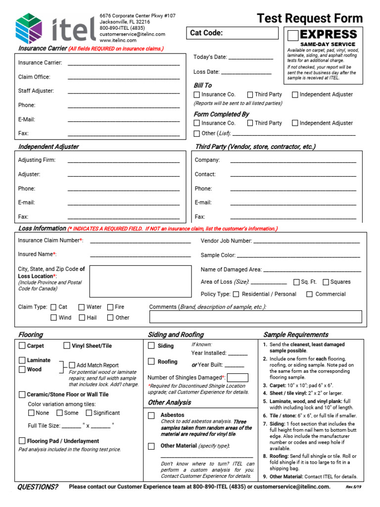 Itel Test Request Form v2 | PDF