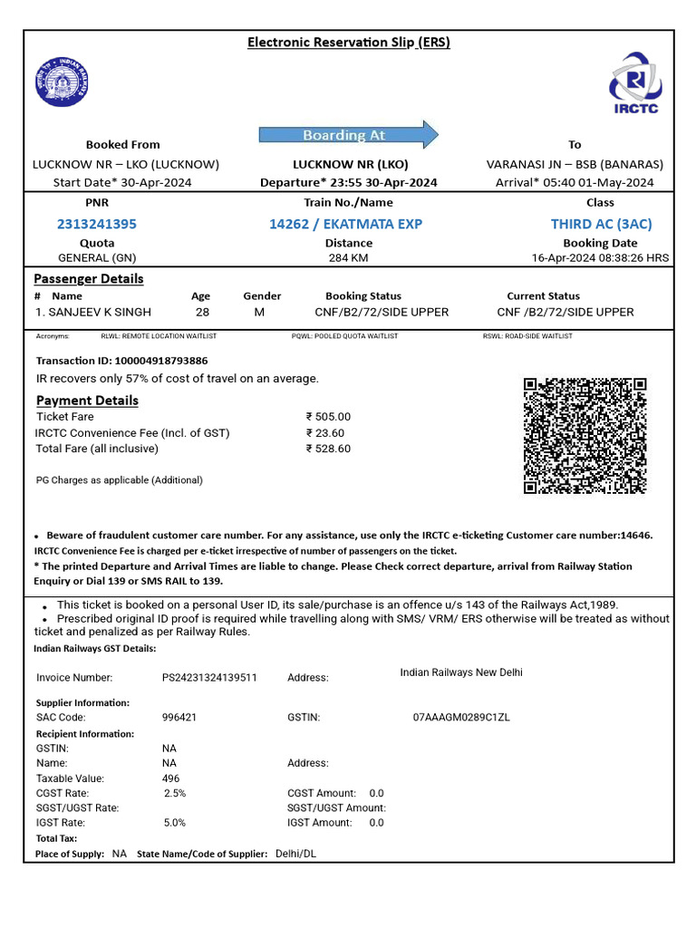 Ekatmata Exp Third Ac (3ac) | PDF