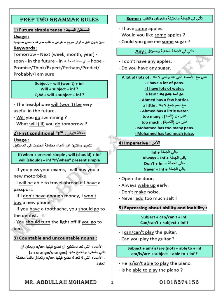 Prep Two 2ND Term Revision | PDF | Linguistic Typology | Syntax