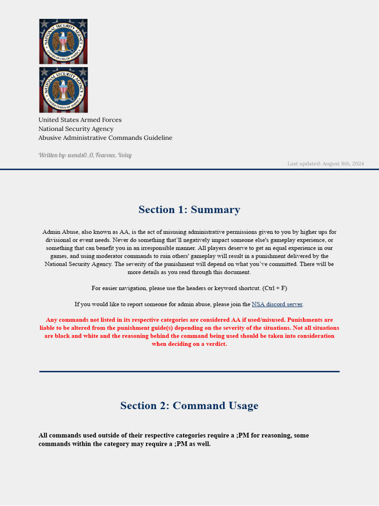 _[V13] USAF Abusive Admin Commands Guideline | PDF
