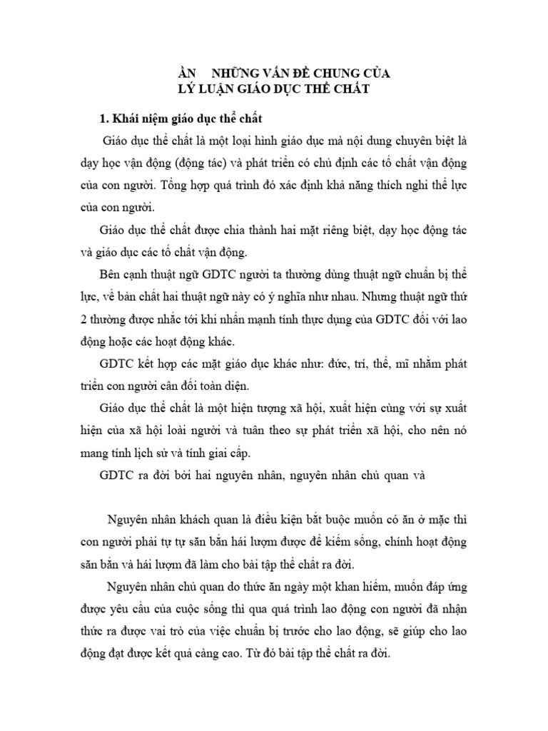 De Cuong Ly Luan Va PP GDTC | PDF