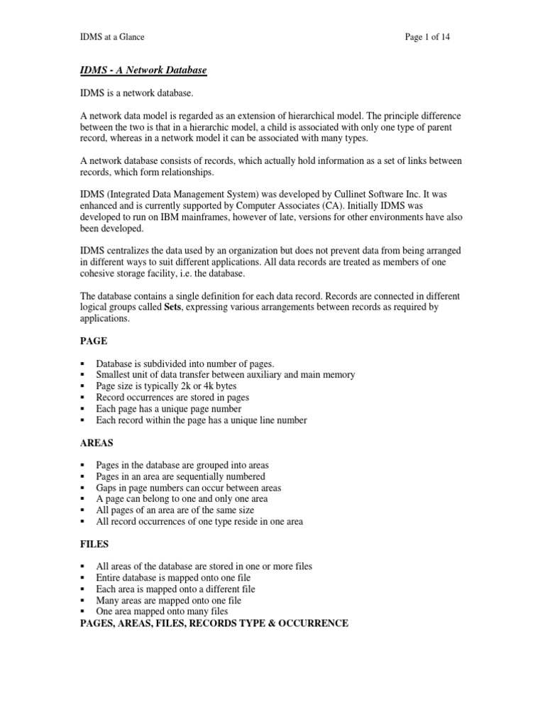 IDMS Network Database Overview | PDF | Databases | Computer File