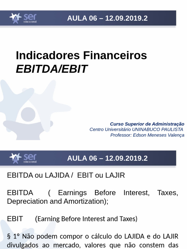 Indicadores Financeiros Ebitda Ebit | PDF