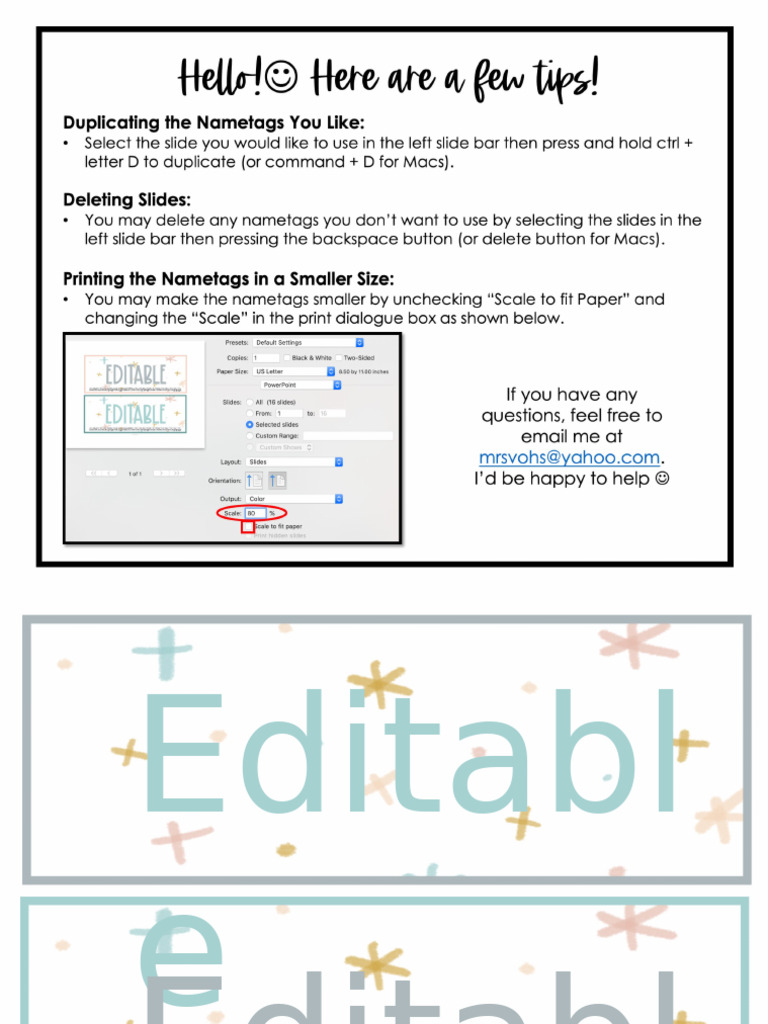 Editable Nametags - Primary Font | PDF