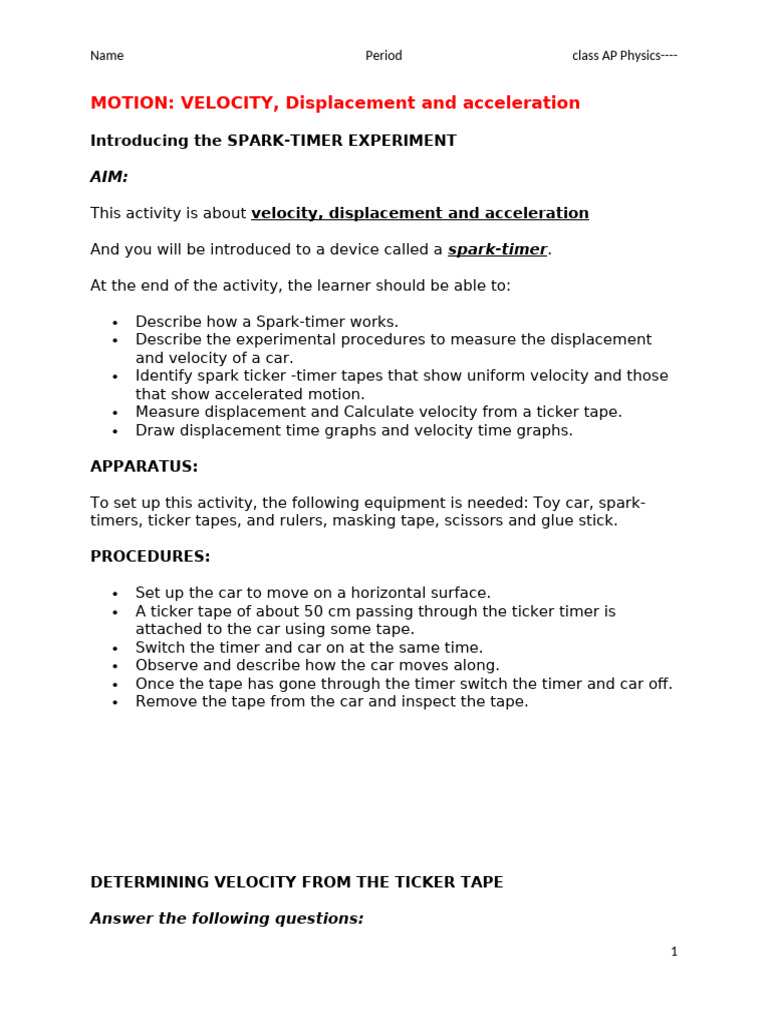 2018+Lab+1+spark+timer | PDF