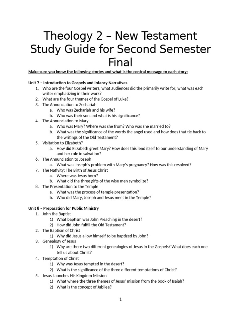Theo2 - Sem2 Final Study Guide | PDF | Jesus | Resurrection Of Jesus