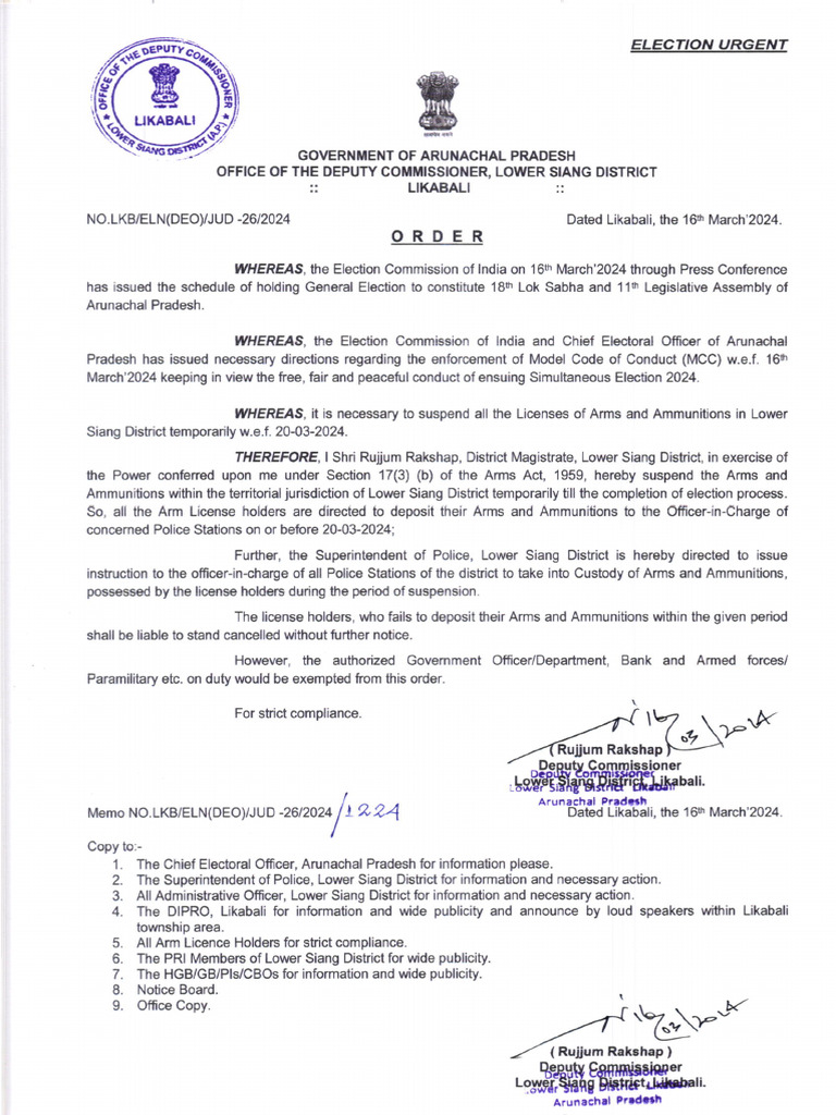 Order For Deposition of Arms | PDF