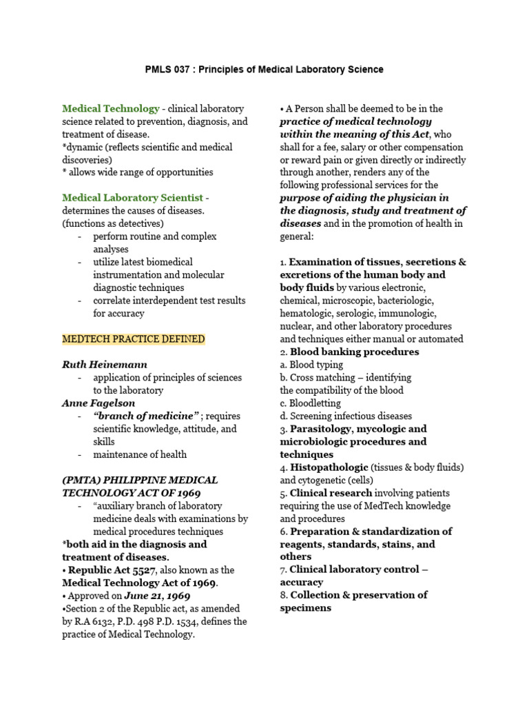PMLS 037 - Principles of Medical Laboratory Science | PDF | Pathology ...