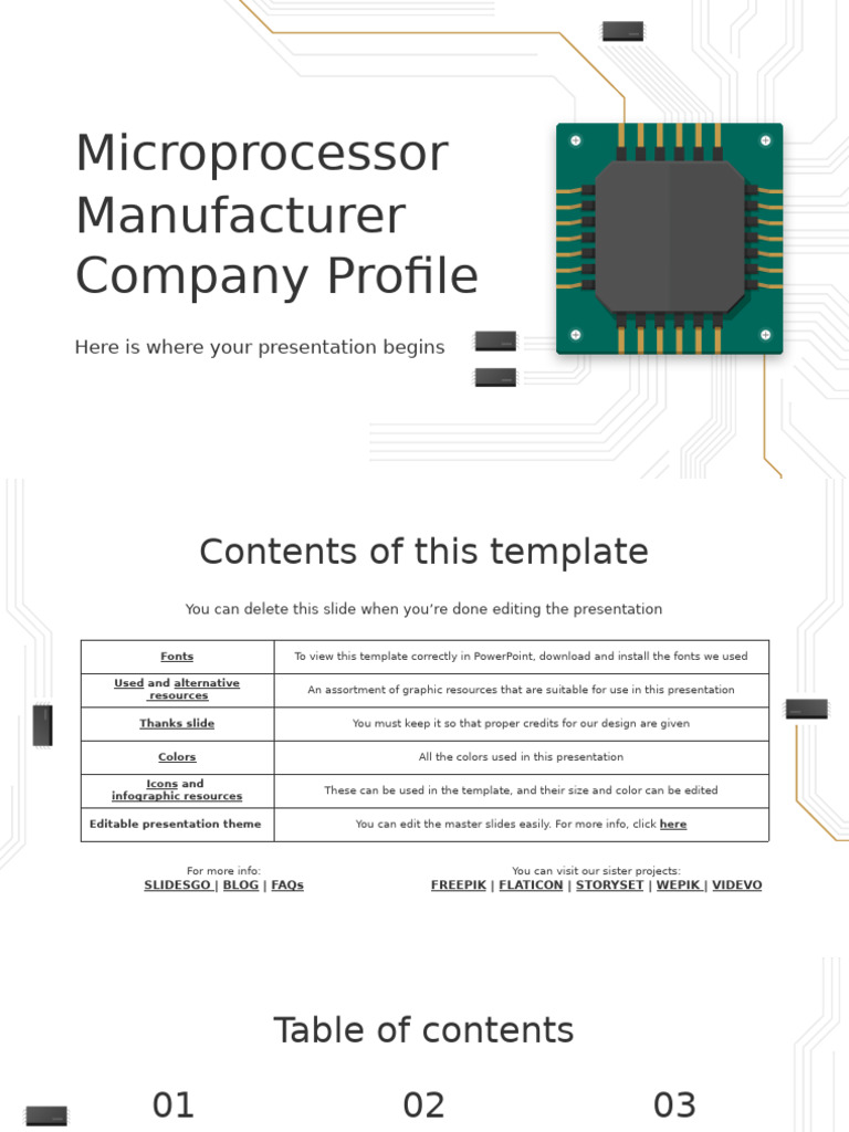 Microprocessor Manufacturer Company Profile by Slidesgo | PDF