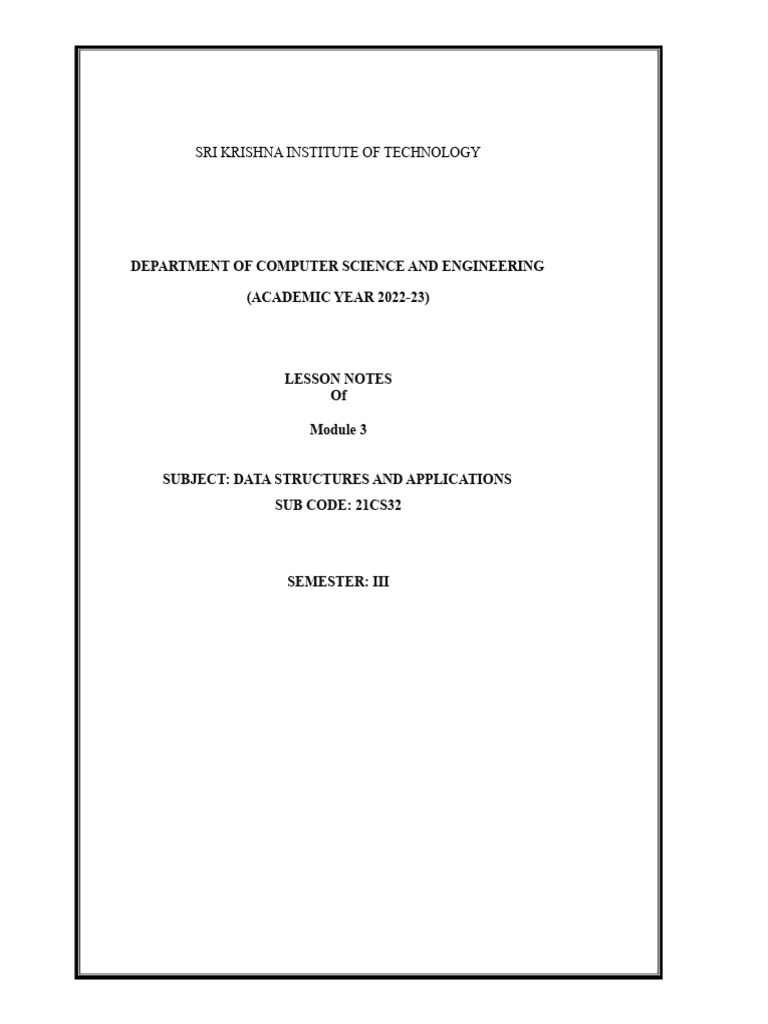 DS - NOTES - Module 3 | PDF