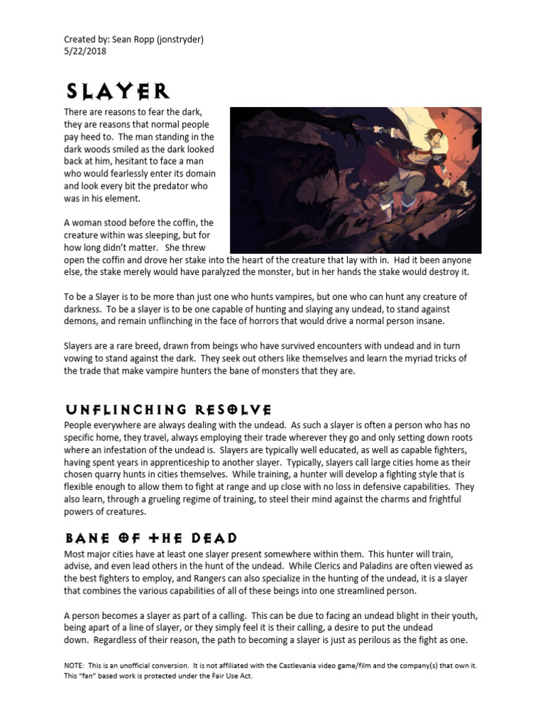 Slayer Dnd5e1 | PDF