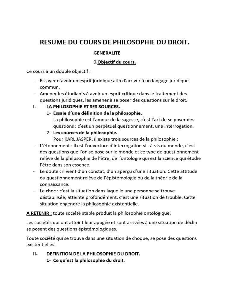 Resume Du Cours de Philosophie Du Droit PDF | PDF