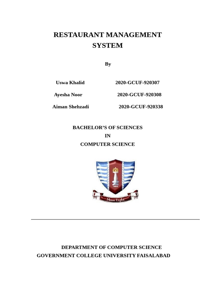 Restaurant Management System-1 | PDF
