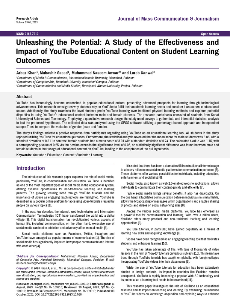 Unleashing The Potential A Study of The Effectiveness and Impact of ...