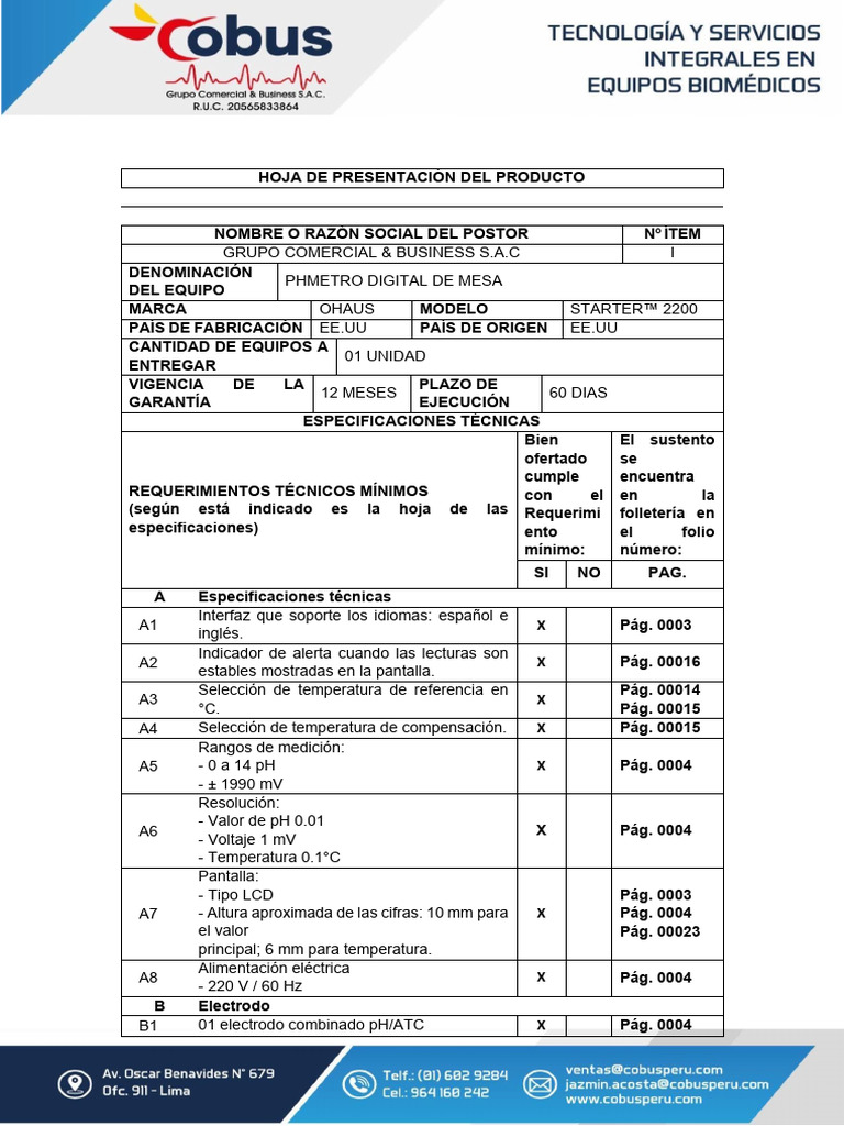 COBUS PHMETRO DIGITAL DE MESA | PDF