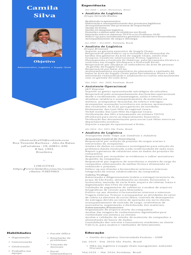 CV - Camila Ribeiro Da Silva | PDF