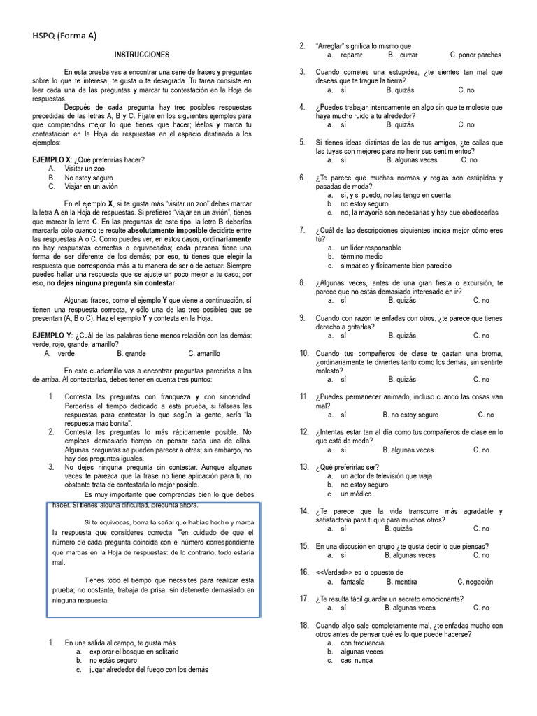 Copia de Test para Aplicar HSPQ | PDF