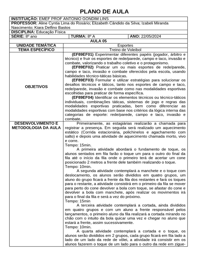 Aula Xx 22 05 2024 Plano De Aula 8 Ano Emef Prof Antonio Pdf