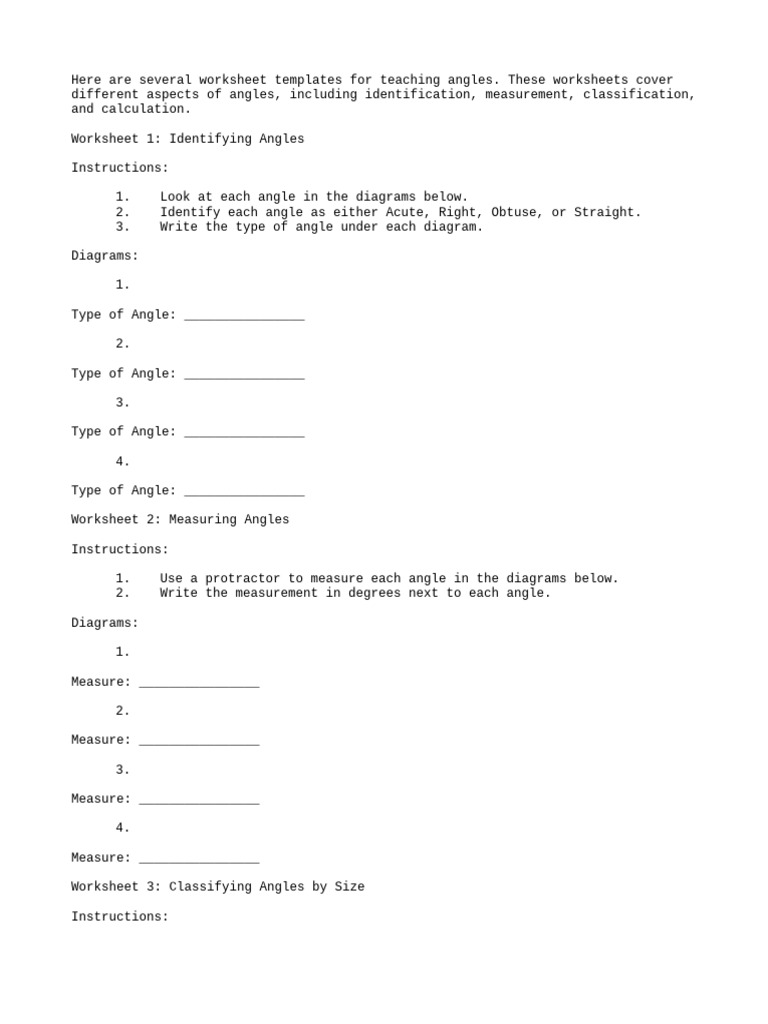Worksheet For Angles | PDF | Triangle | Euclidean Geometry