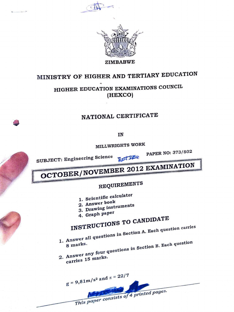 Engineering Science Question Paper | PDF