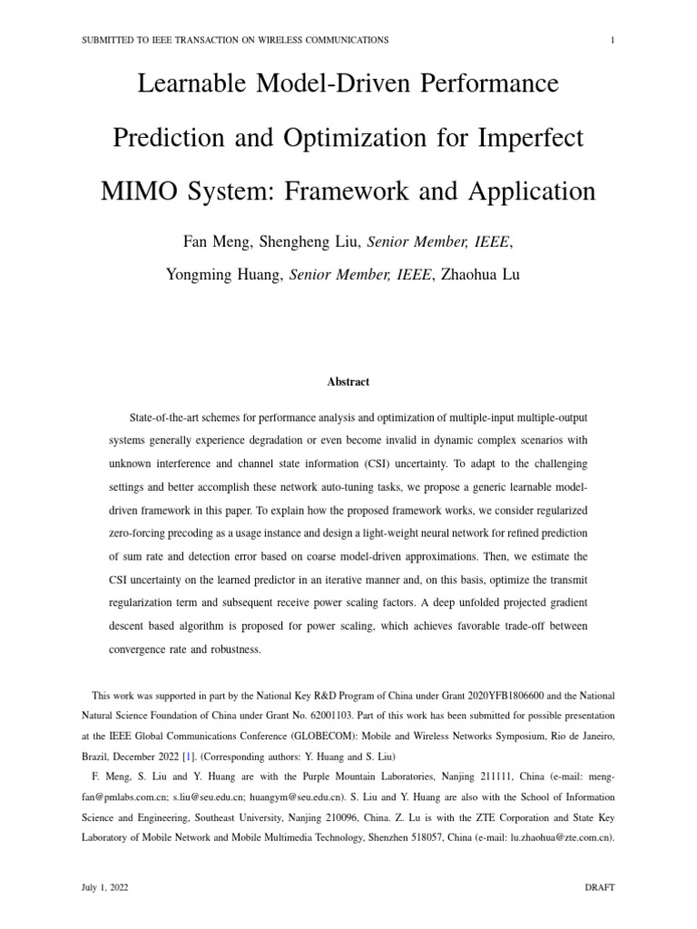Learnable Model-Driven Performance Prediction and Optimization For Imperfect MIMO System ...