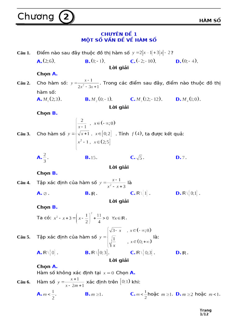 DS - C2 - Mot So Van de Ve Ham So | PDF
