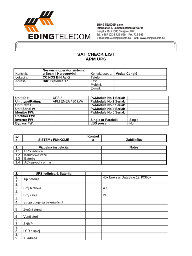 Sat Protokol Apm Ups | PDF