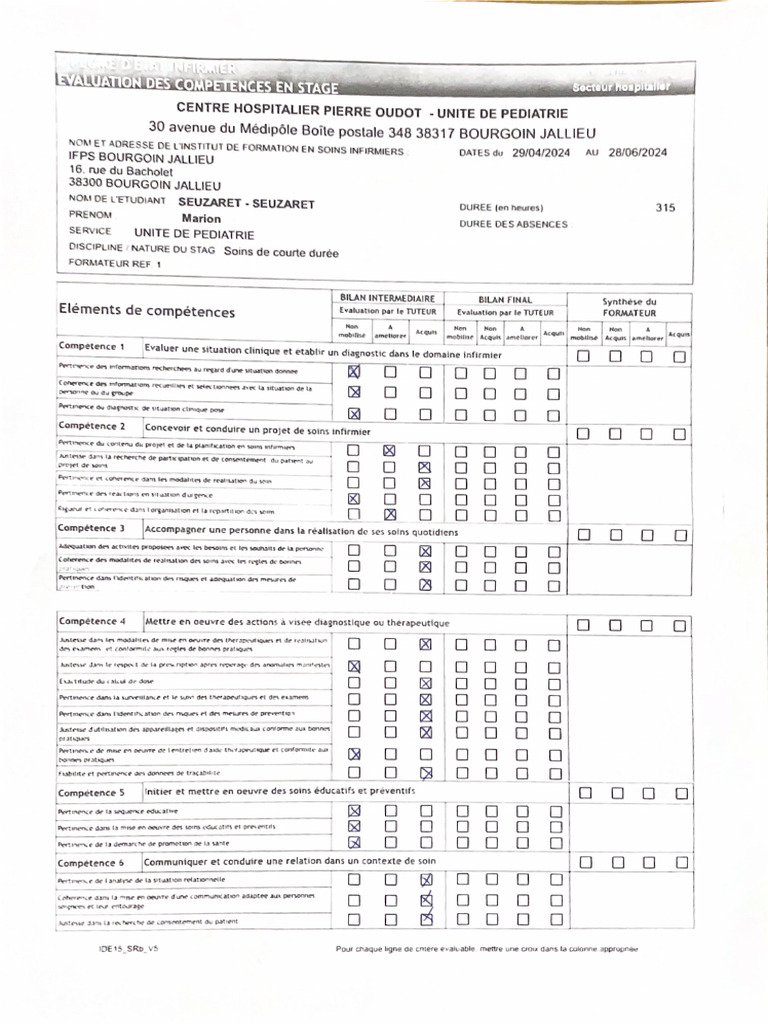 Bilan Mi Stage Marion | PDF