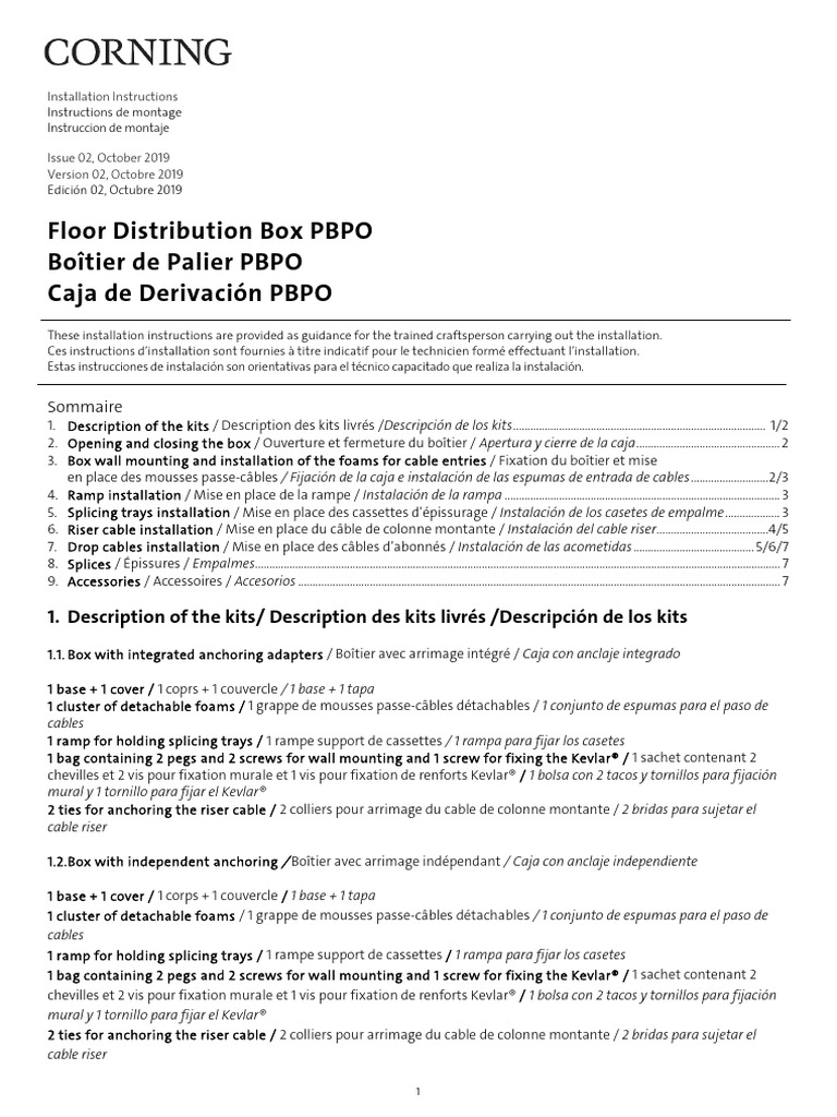 Caja PBPO 16P - 3M-Corning - Manual de Instalación | PDF