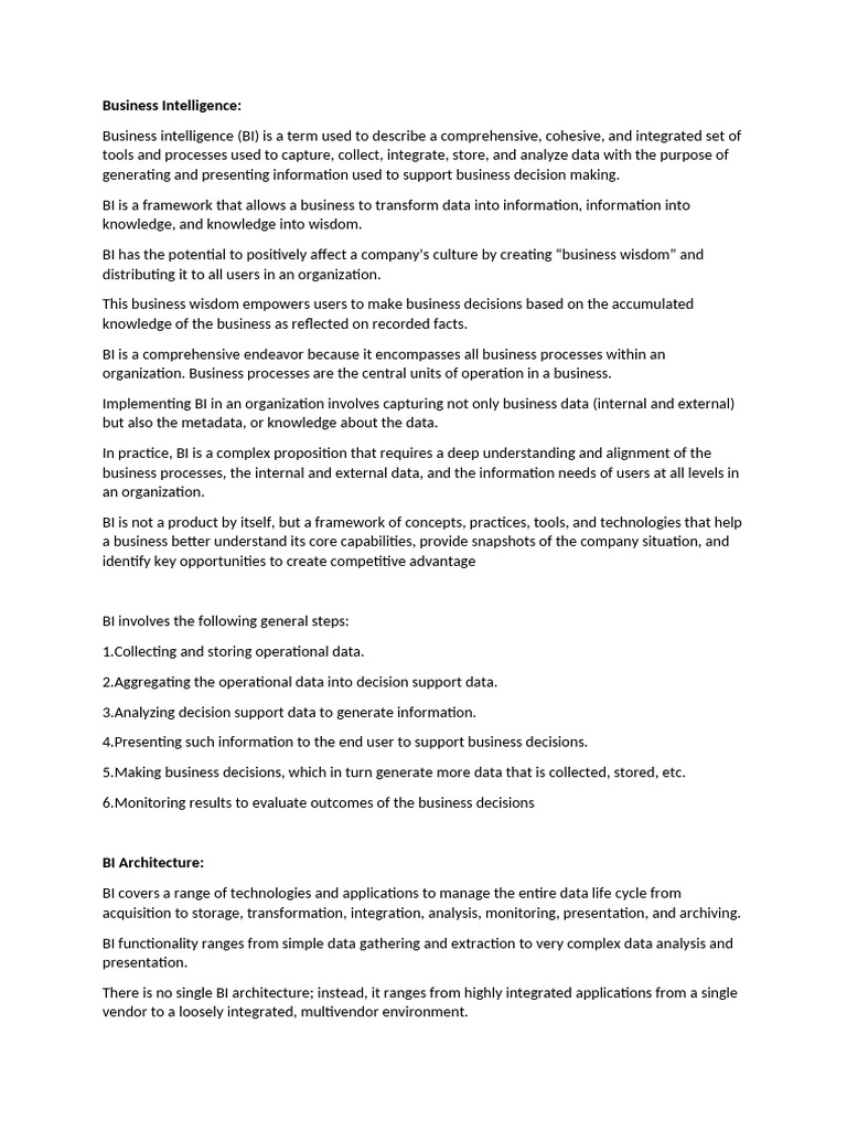 Business Intelligence | PDF