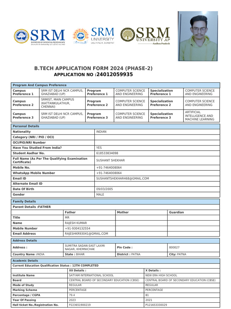 Application Form 24012059935 | PDF