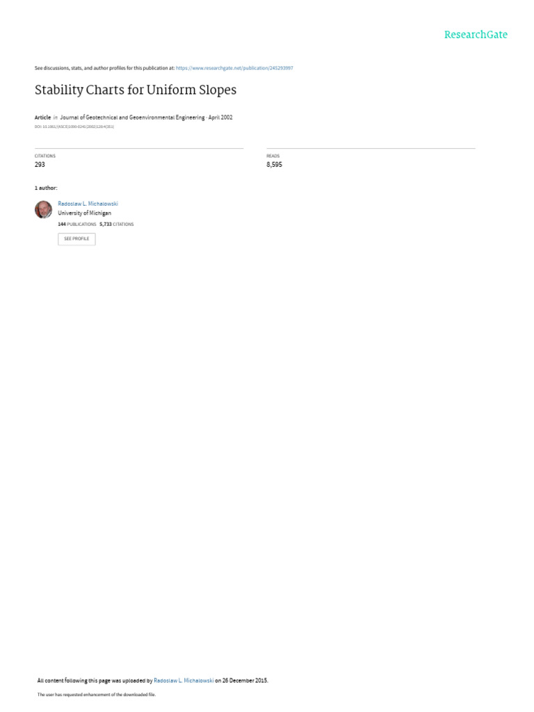 Stability Charts For Uniform Slopes | PDF