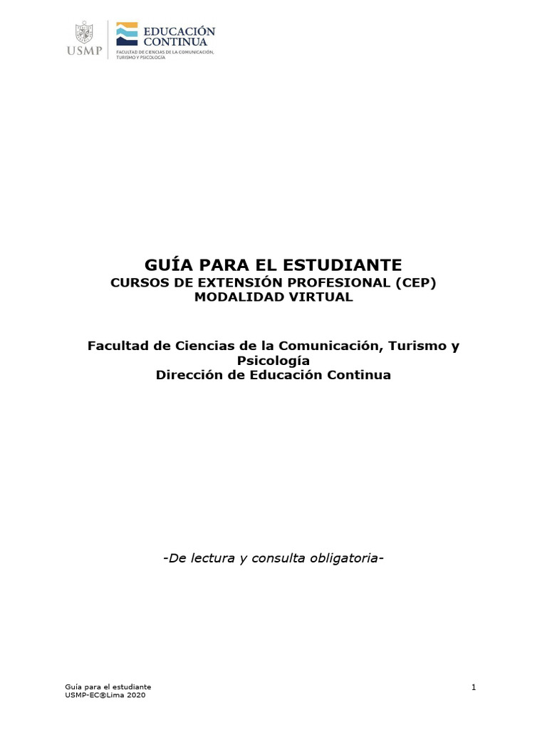 Guía para El Estudiante CEP 2020 Junio Virtual | PDF